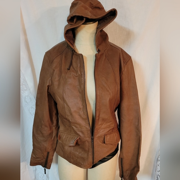 a.n.a | Jackets & Coats | Ana Leather Hooded Jacket | Poshmark